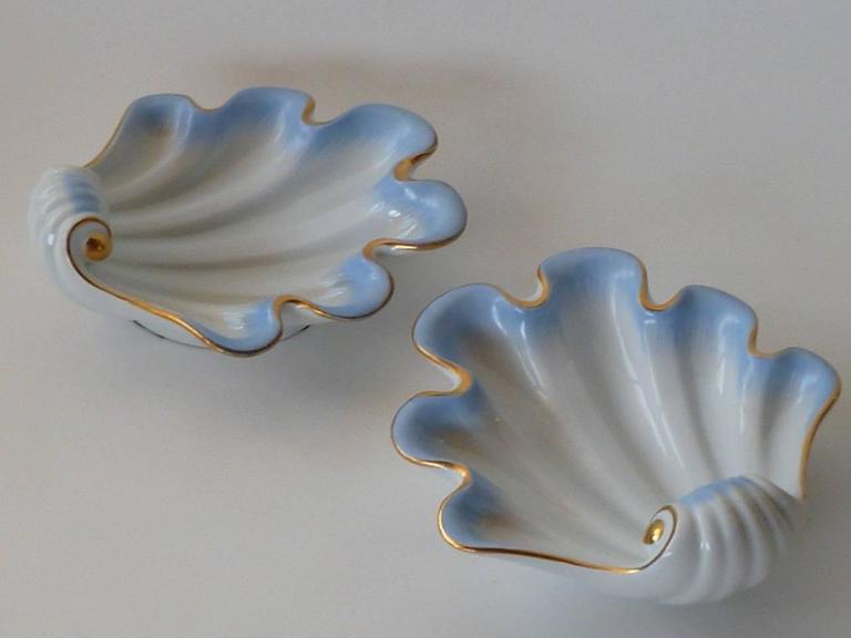 Pair of Herend Hungary Modern Shell Porcelain Vessels, 1939 at 1stDibs