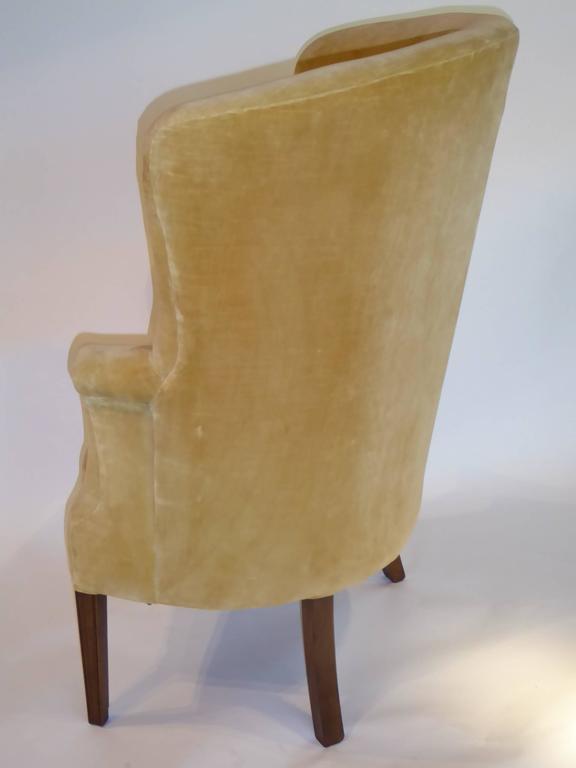 Architectural High Back Tufted Velvet Wingback Chair at 1stDibs