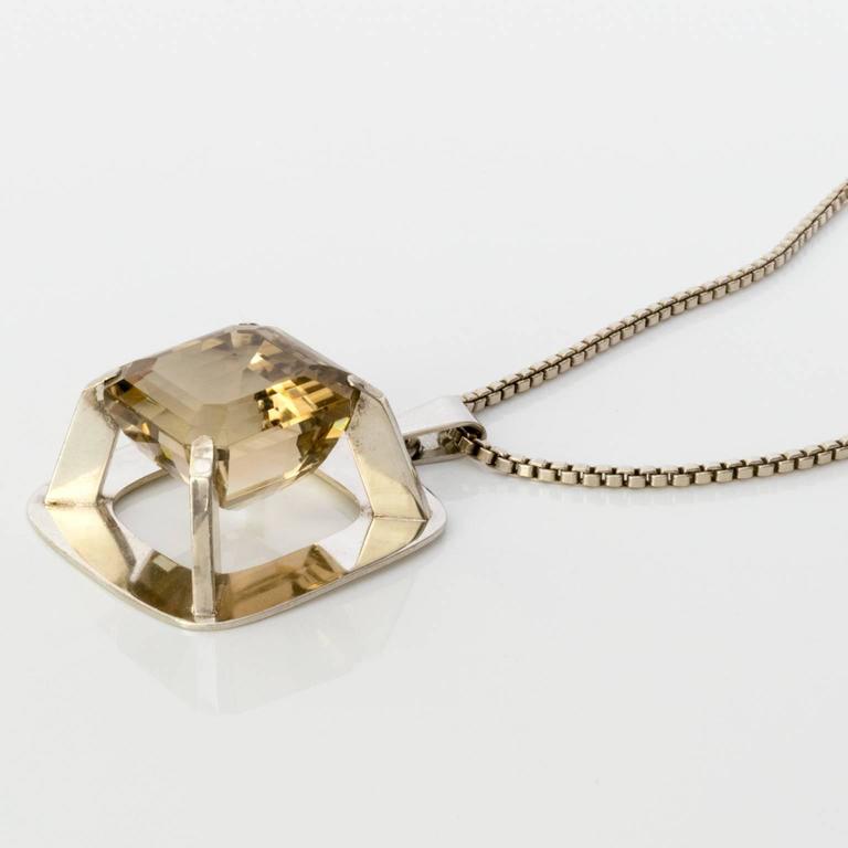Scandinavian Modern Birger Lindgren Silver Pendant Citron Quartz ...
