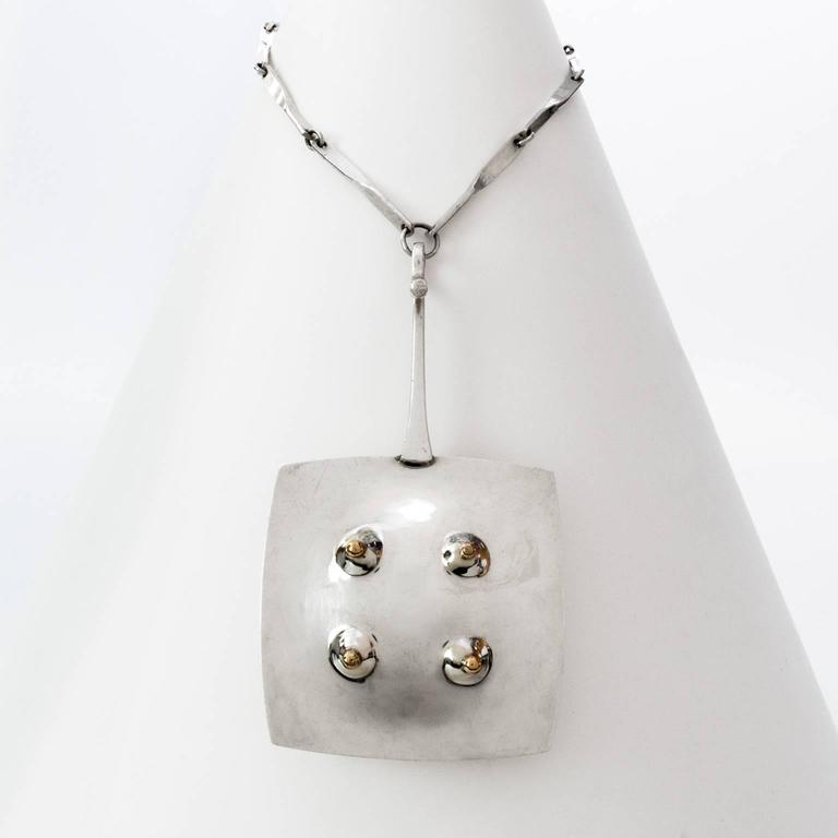 Scandinavian Modern Sterling Silver Pendant with Chain by Ove Bohlin ...
