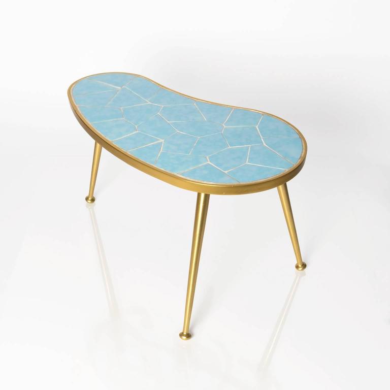 Small Kidney Shaped Tiled Occasional Table with Three Legs at 1stDibs