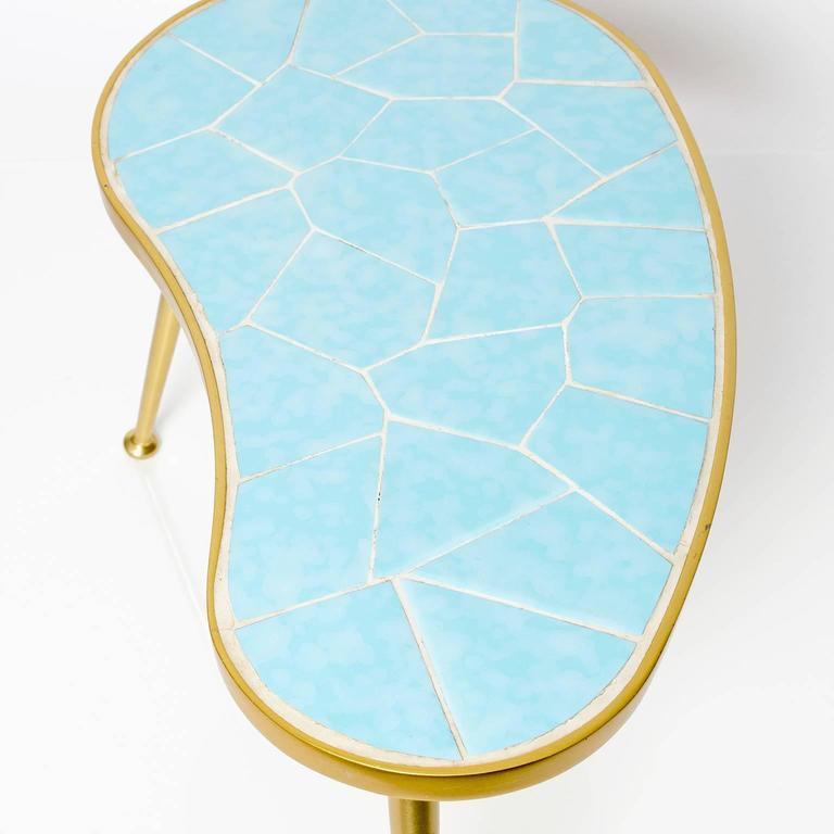 Small Kidney Shaped Tiled Occasional Table with Three Legs at 1stDibs