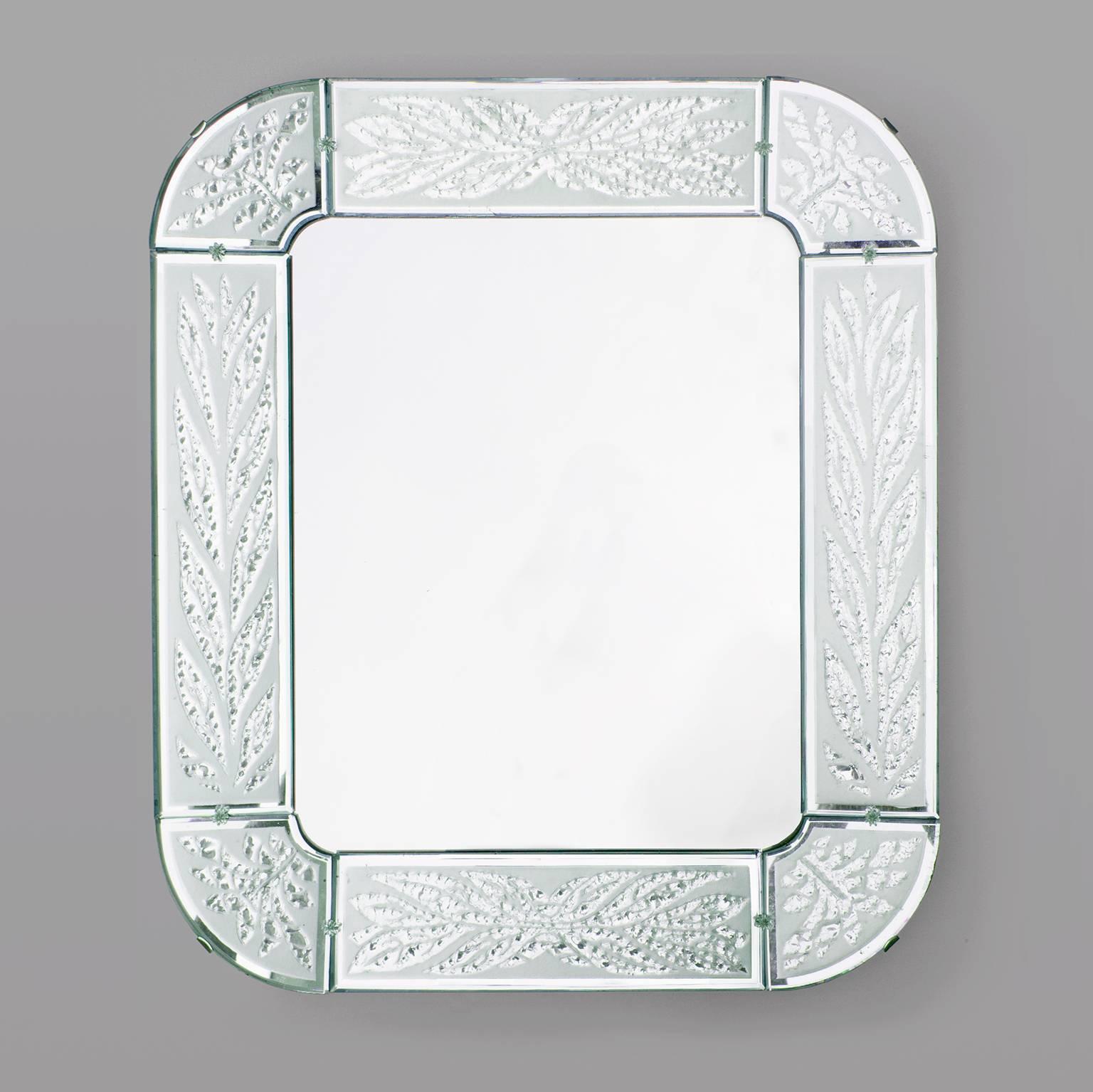 Scandinavian Modern Hand and Acid Etched Frame Mirror at 1stDibs | acid ...