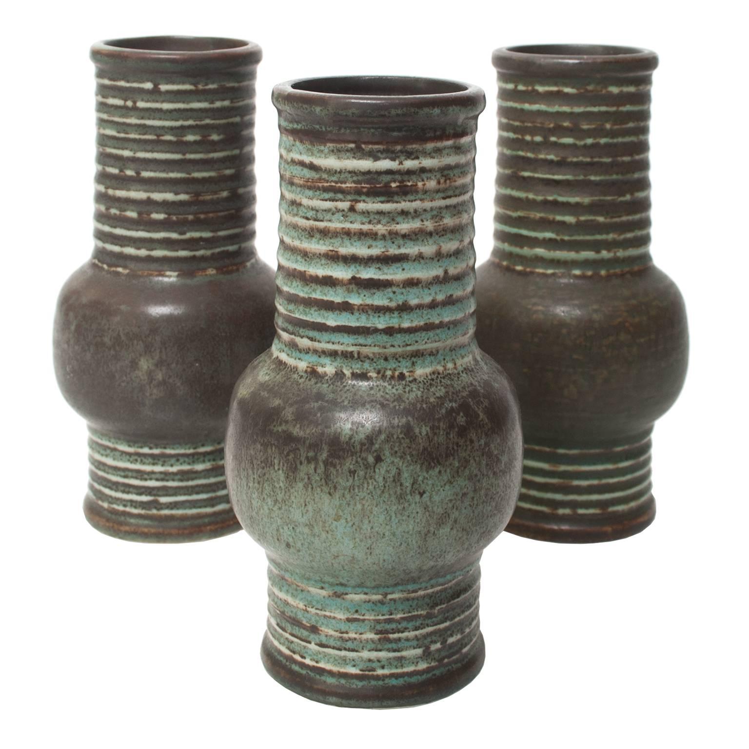 Group of Three Glazed Ceramic Vases "Igloo" by Gunnar Nylund for ...
