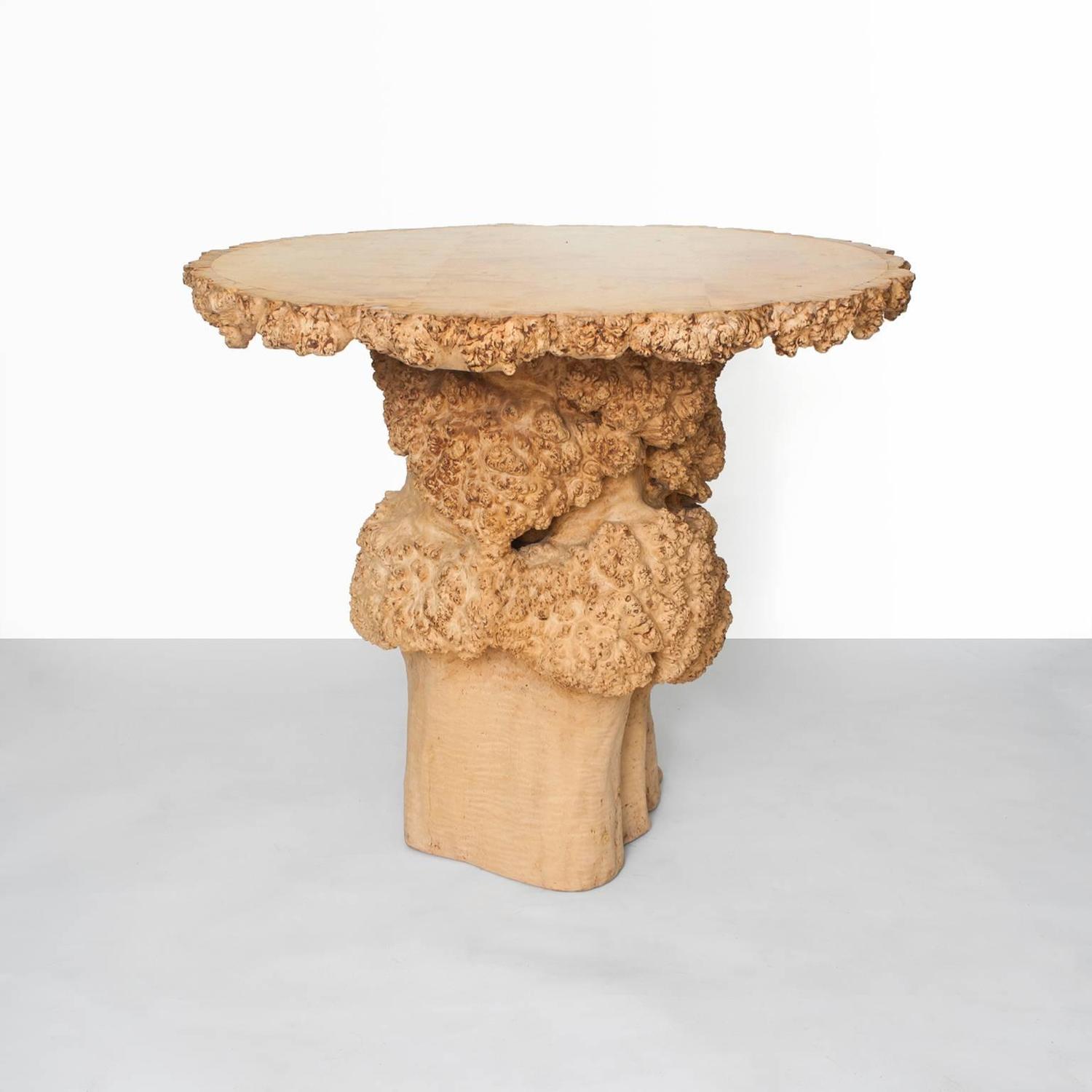 Scandinavian Modern Tree Trunk Table with Burl and Birch Top For Sale ...