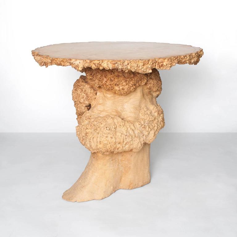 Scandinavian Modern Tree Trunk Table with Burl and Birch Top For Sale ...