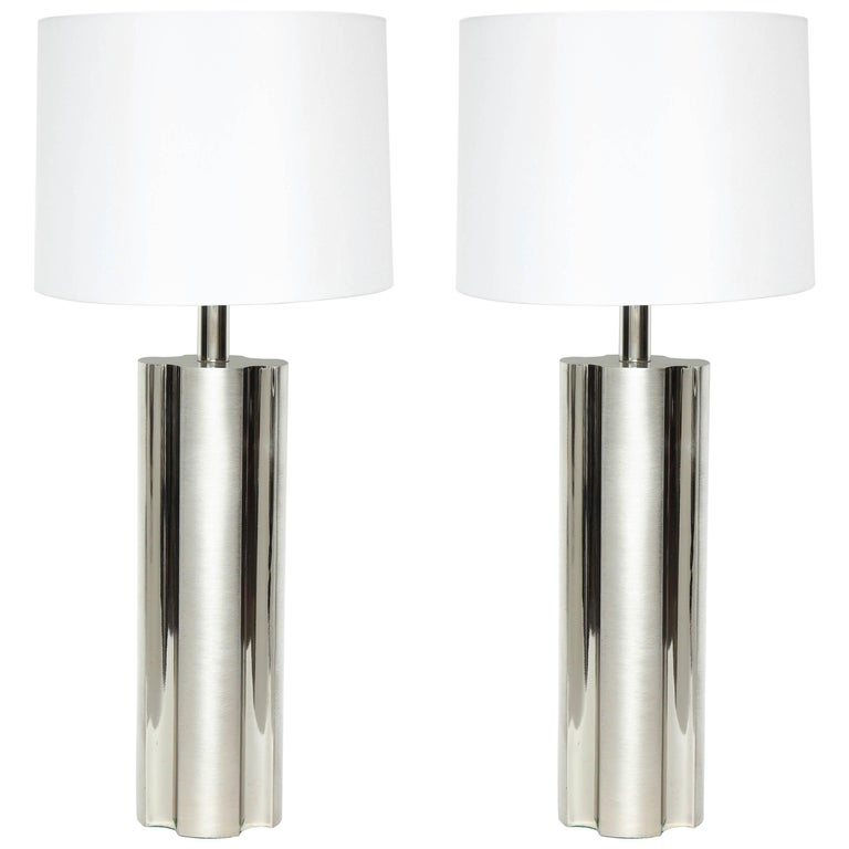 Laurel Fluted Steel Column Lamps at 1stDibs