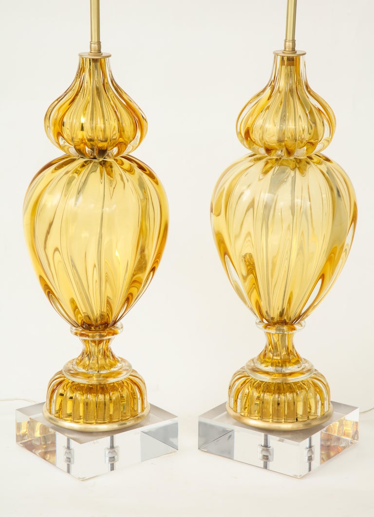 Marbro Amber Murano Glass Lamps at 1stDibs