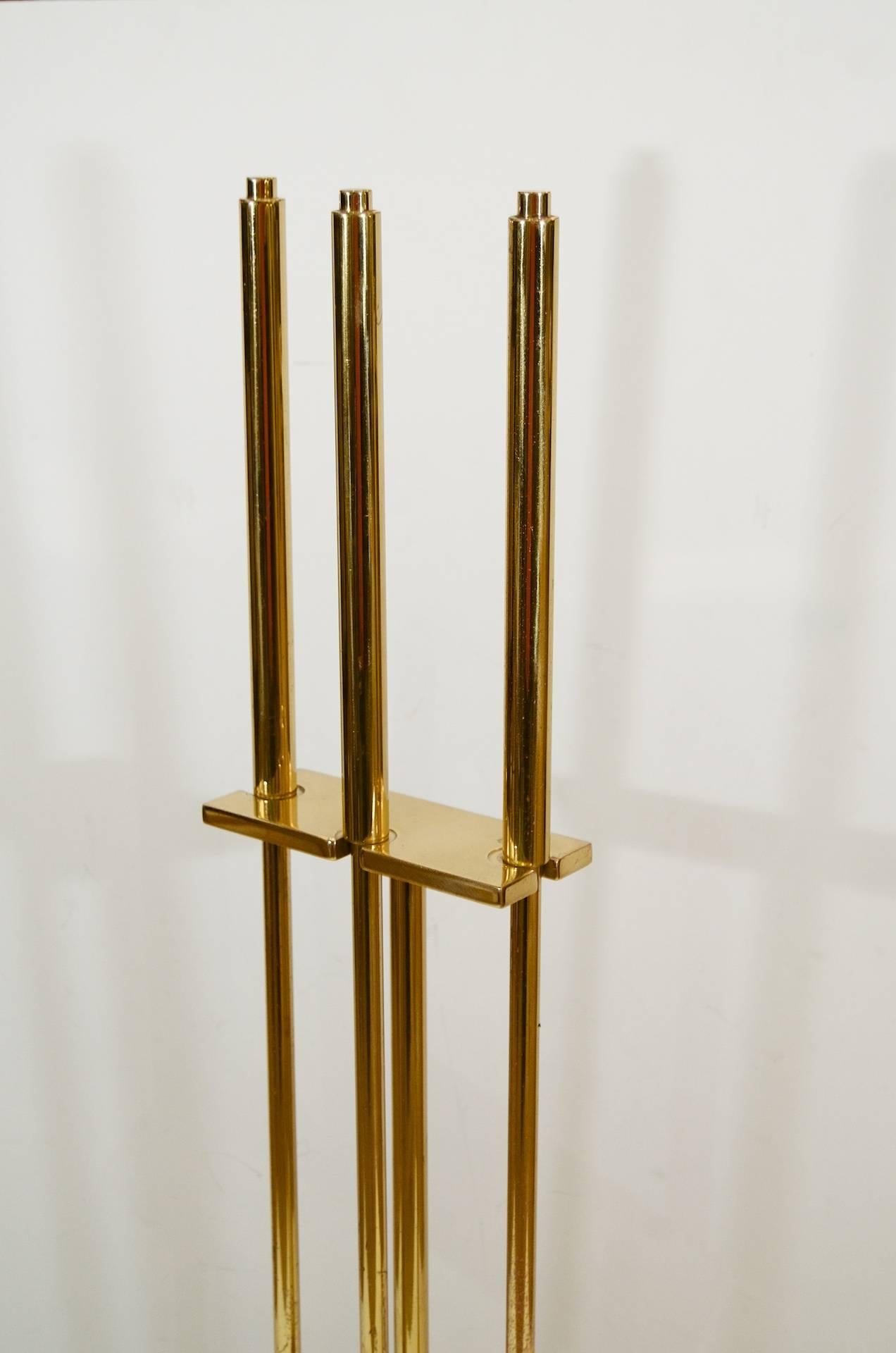 Cylindrical Brass Fireplace Tool Set at 1stDibs