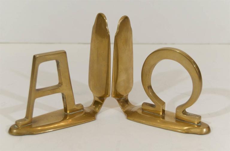Pair of Alpha and Omega Brass Bookends at 1stDibs | alpha omega ...