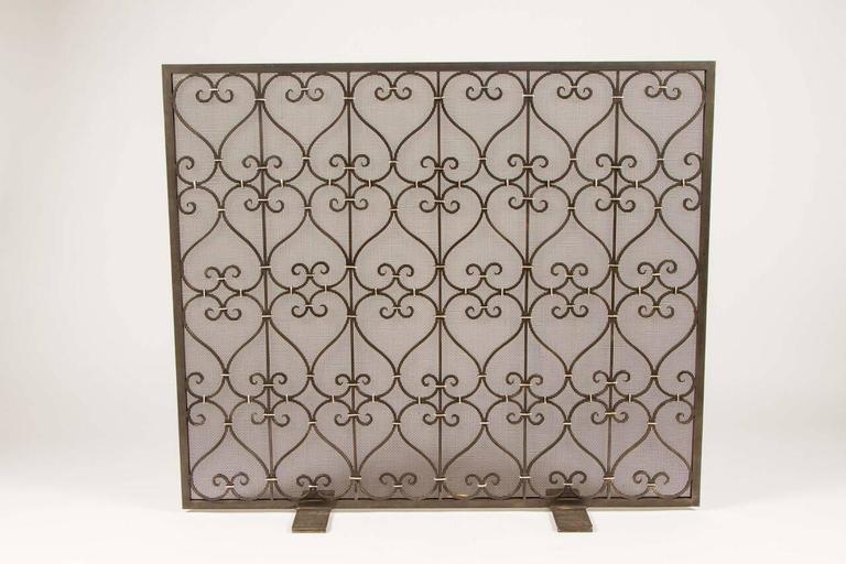 Custom Wrought Iron Fire Screen For Sale at 1stDibs