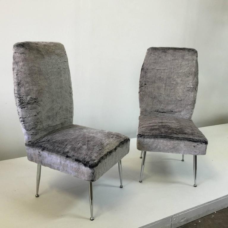 Pair of Vintage Italian Plush Covered Occasional Chairs For Sale at ...