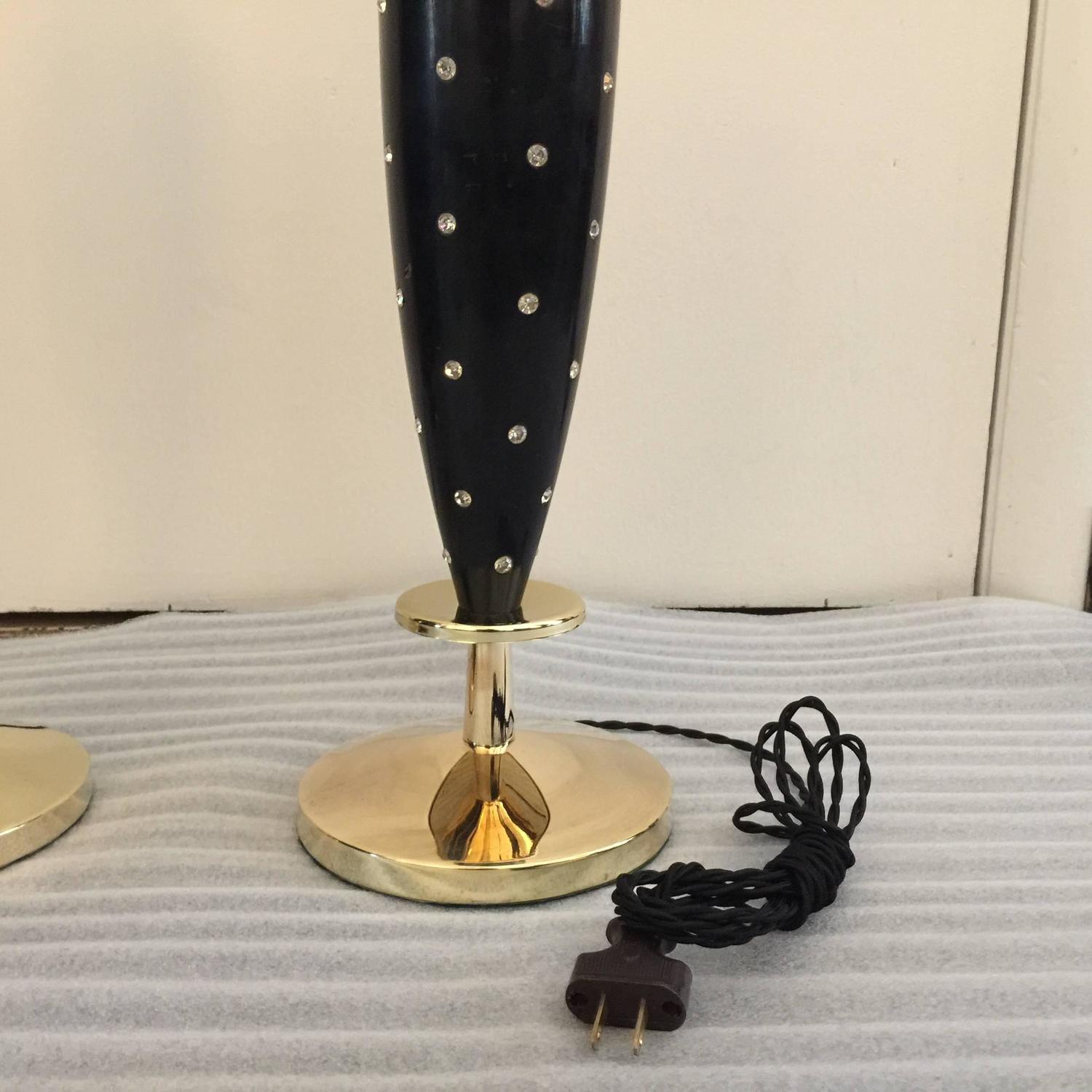 Pair of Mid-Century Rhinestone Studded Lamps by Rembrandt For Sale at ...
