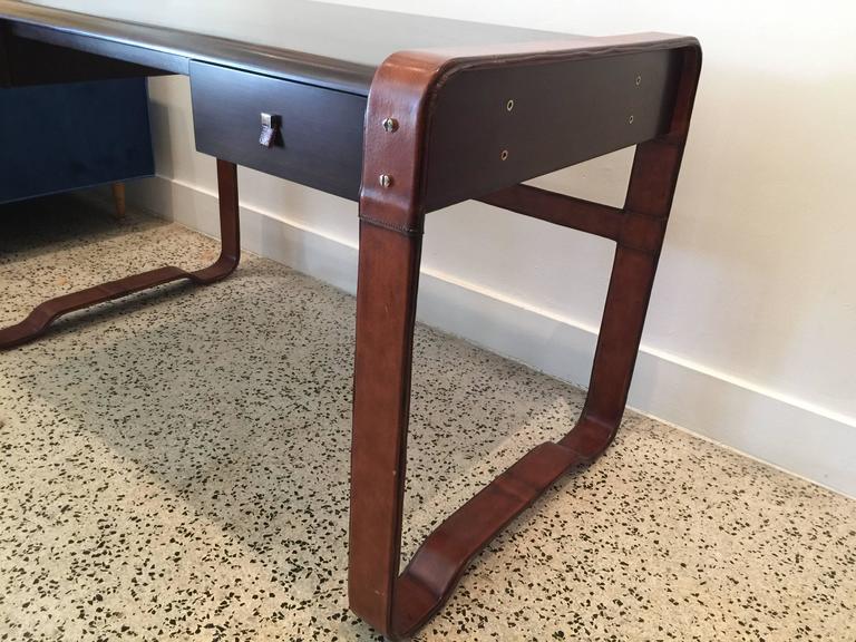 Original Vintage Ralph Lauren Stitched Leather Desk by EJ Victor at 1stDibs