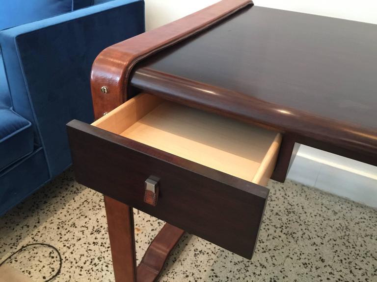 Original Vintage Ralph Lauren Stitched Leather Desk by EJ Victor at 1stDibs