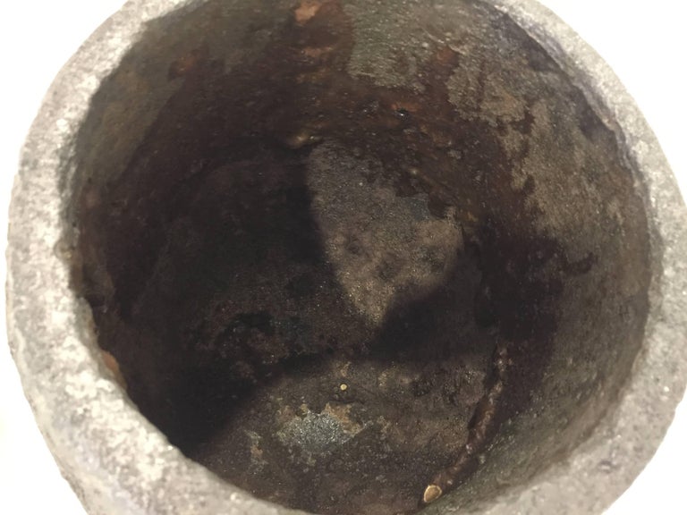 Pair of Crucibles in Volcanic Stone Textured Finish For Sale at 1stDibs