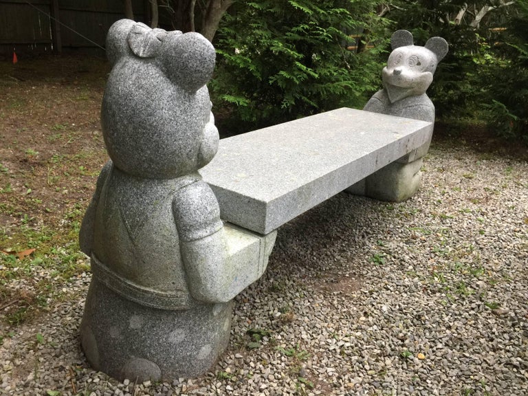 Mickey Mouse and Minnie Mouse Bench in Carved Solid Granite at 1stDibs