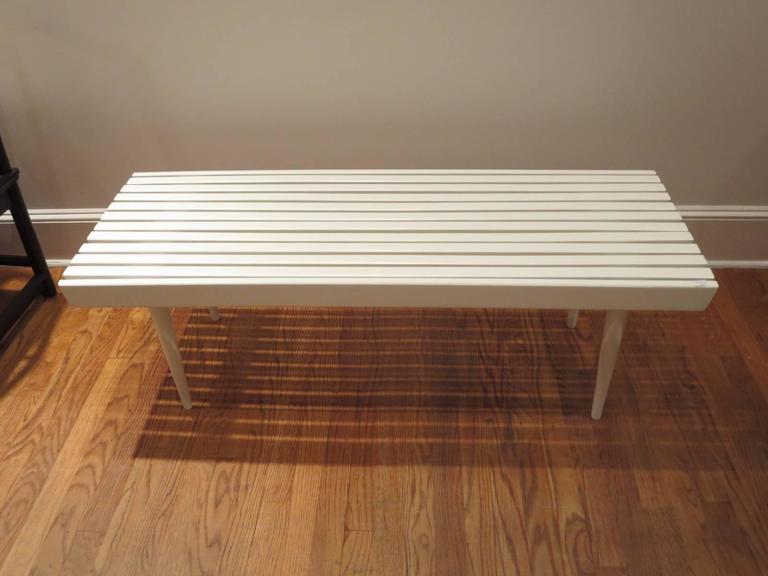 Slat Wood Bench in the Style of George Nelson For Sale at 1stDibs