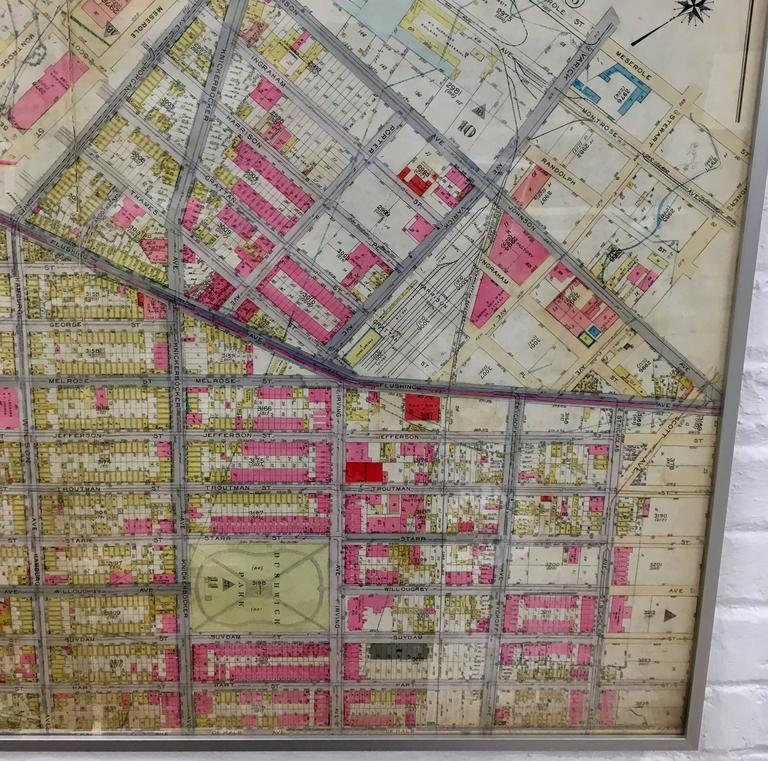 Rare 1916 of Bushwick Brooklyn, Brooklyn Map #5 For Sale at 1stDibs