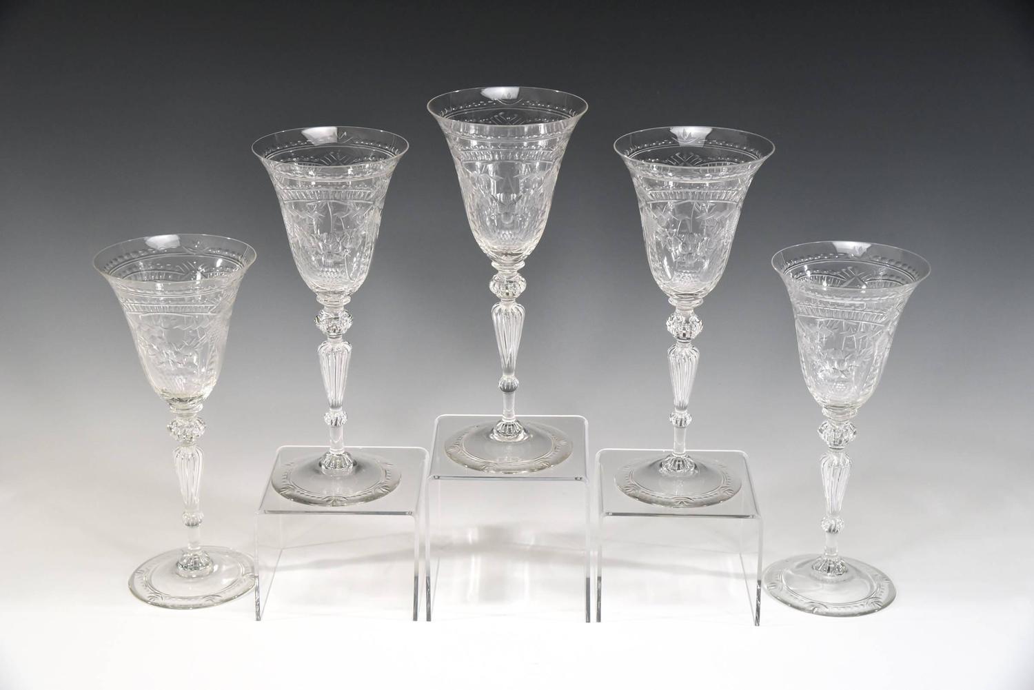 Set of 12 Steuben Handblown Wheel Cut Crystal Water Goblets For Sale at ...