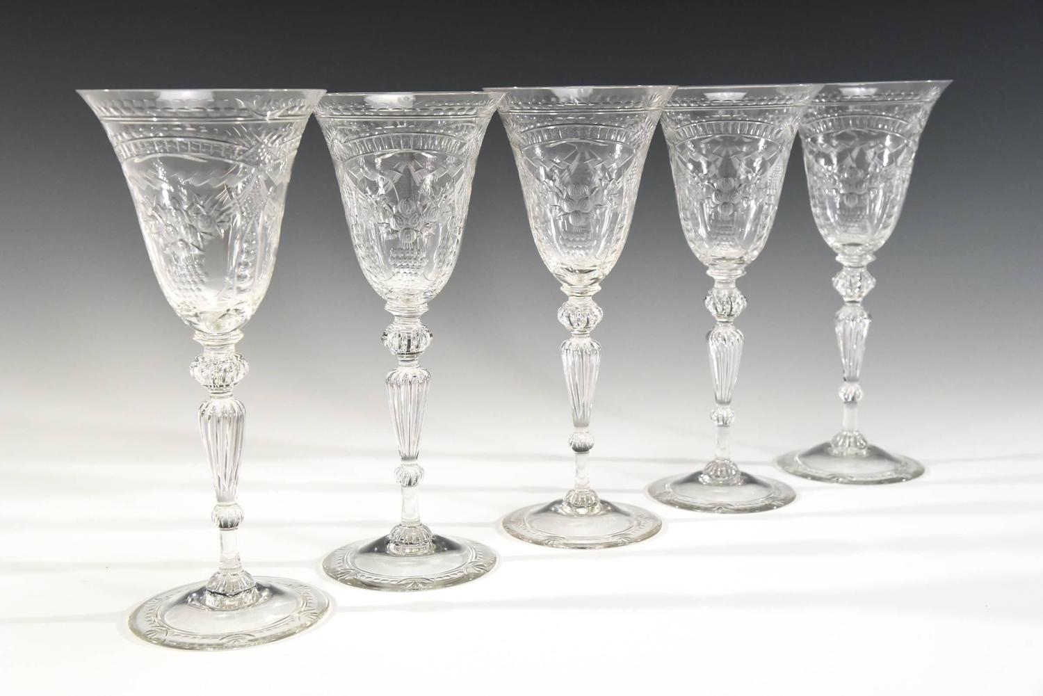 Set of 12 Steuben Handblown Wheel Cut Crystal Water Goblets For Sale at ...