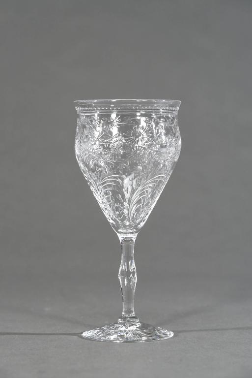 12 Webb Hand Blown Large Crystal Goblets w/ Flared Rim Engraved Prunus ...