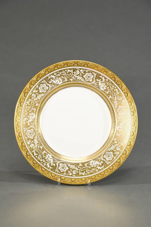 Set of 12 Minton Gold Rimmed Porcelain Ball Dinner Plates For Sale at ...