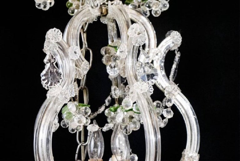 Small Vintage Crystal and Grape Cluster Motif Chandelier For Sale at ...