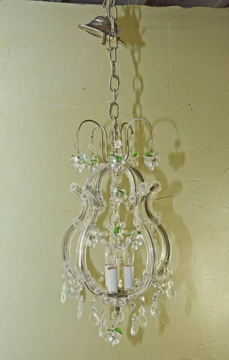 Small Vintage Crystal and Grape Cluster Motif Chandelier For Sale at ...