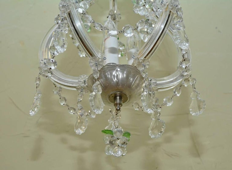 Small Vintage Crystal and Grape Cluster Motif Chandelier For Sale at ...