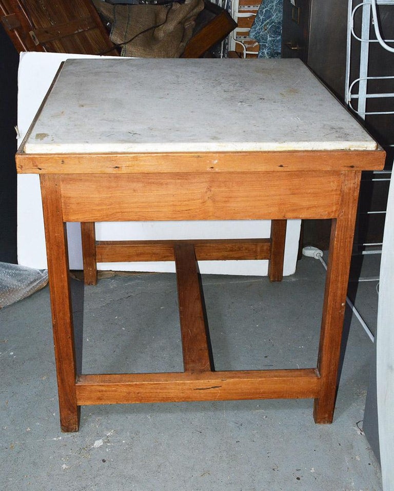 French Marble-Top Baker's Work Table at 1stDibs