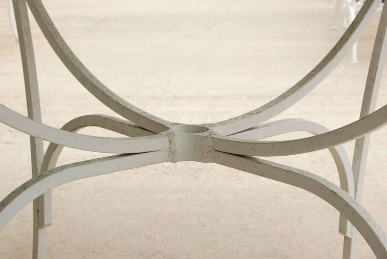 Indoor or Outdoor Round Teak and Metal Base Garden Dining Table at 1stDibs