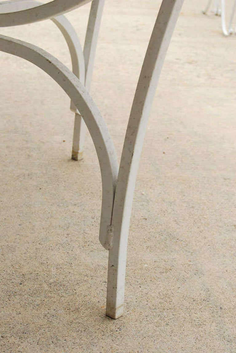 Indoor or Outdoor Round Teak and Metal Base Garden Dining Table at 1stDibs