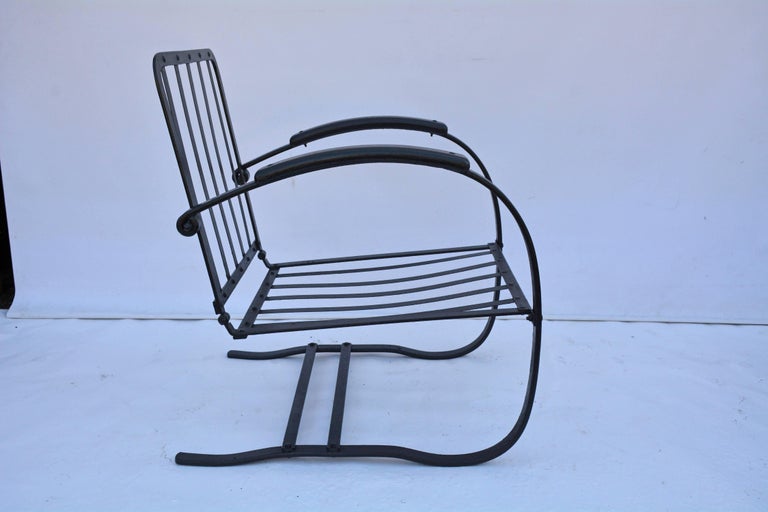 Three Vintage Wrought-Iron Patio Spring Chairs at 1stDibs