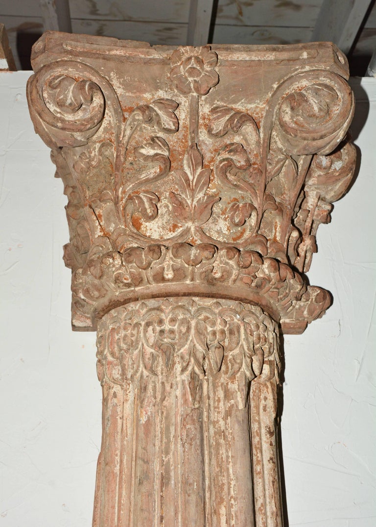 Pair of Antique Pilasters and Matching Corinthian Capitals For Sale at ...