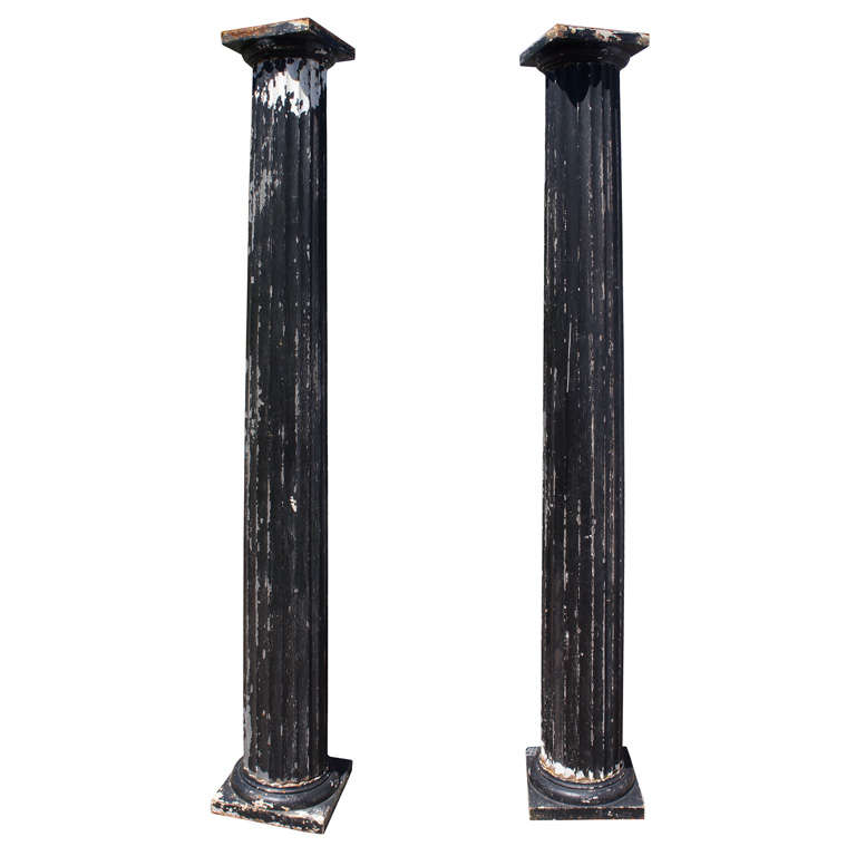 Done Pair of Antique Fluted Columns For Sale at 1stDibs