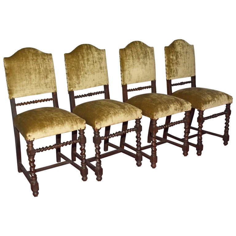 Four Antique Jacobean Style Dining Chairs at 1stDibs