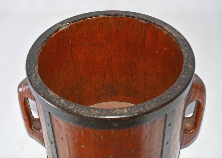 Antique Chinese Two-Handled Wood Bucket at 1stDibs