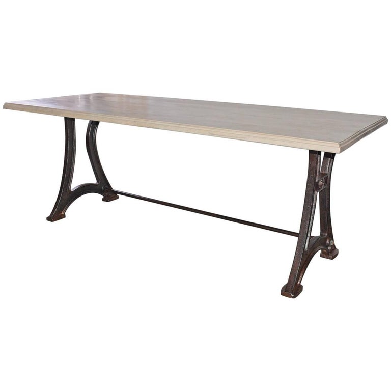 Industrial Cast Iron and Plank Top Dining Farm Table at 1stDibs | farm ...