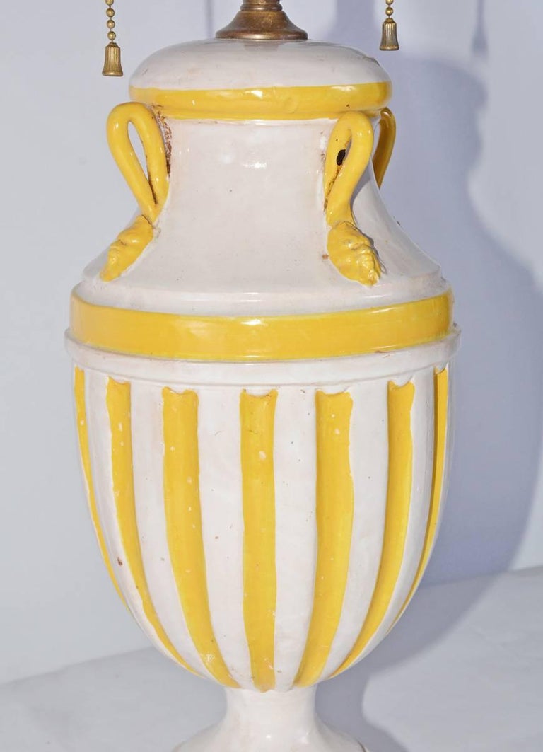 Neoclassical Style Italian Ceramic Glazed Table Lamp For Sale at 1stDibs