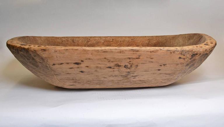 Large Hand-Carved Rustic Wooden Bowl at 1stDibs