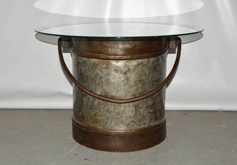 Antique Two-Tone Iron Bucket with Glass Top Coffee Table For Sale at ...