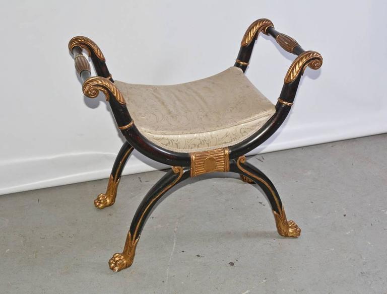 Pair of Empire-Style Hand-Carved Wood Stool at 1stDibs
