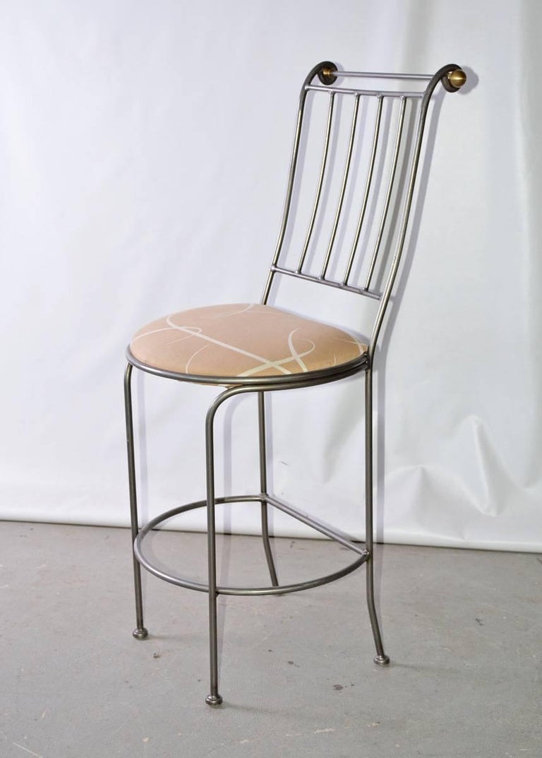 Contemporary Stainless Steel and Brass Bar Stool at 1stDibs | stainless ...