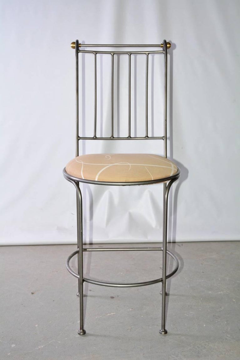 Contemporary Stainless Steel and Brass Bar Stool at 1stDibs | stainless ...