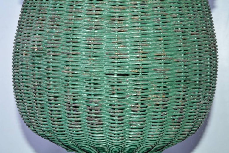 Green Wicker Basket Plant Stand at 1stDibs