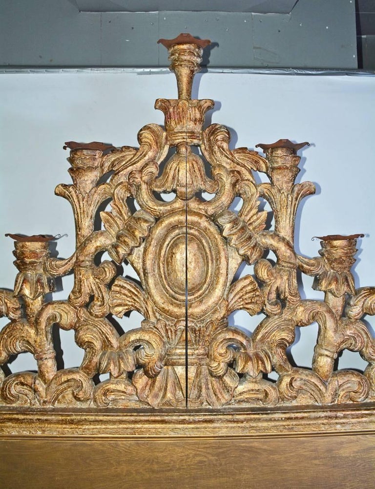 Antique Venetian Hand-Carved Giltwood Pediment or King-Size Headboard ...