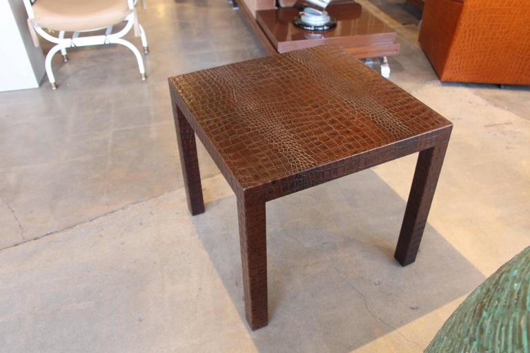Crocodile or Alligator Embossed Leather Covered Table at 1stDibs