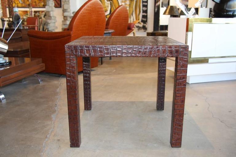 Crocodile or Alligator Embossed Leather Covered Table at 1stDibs ...