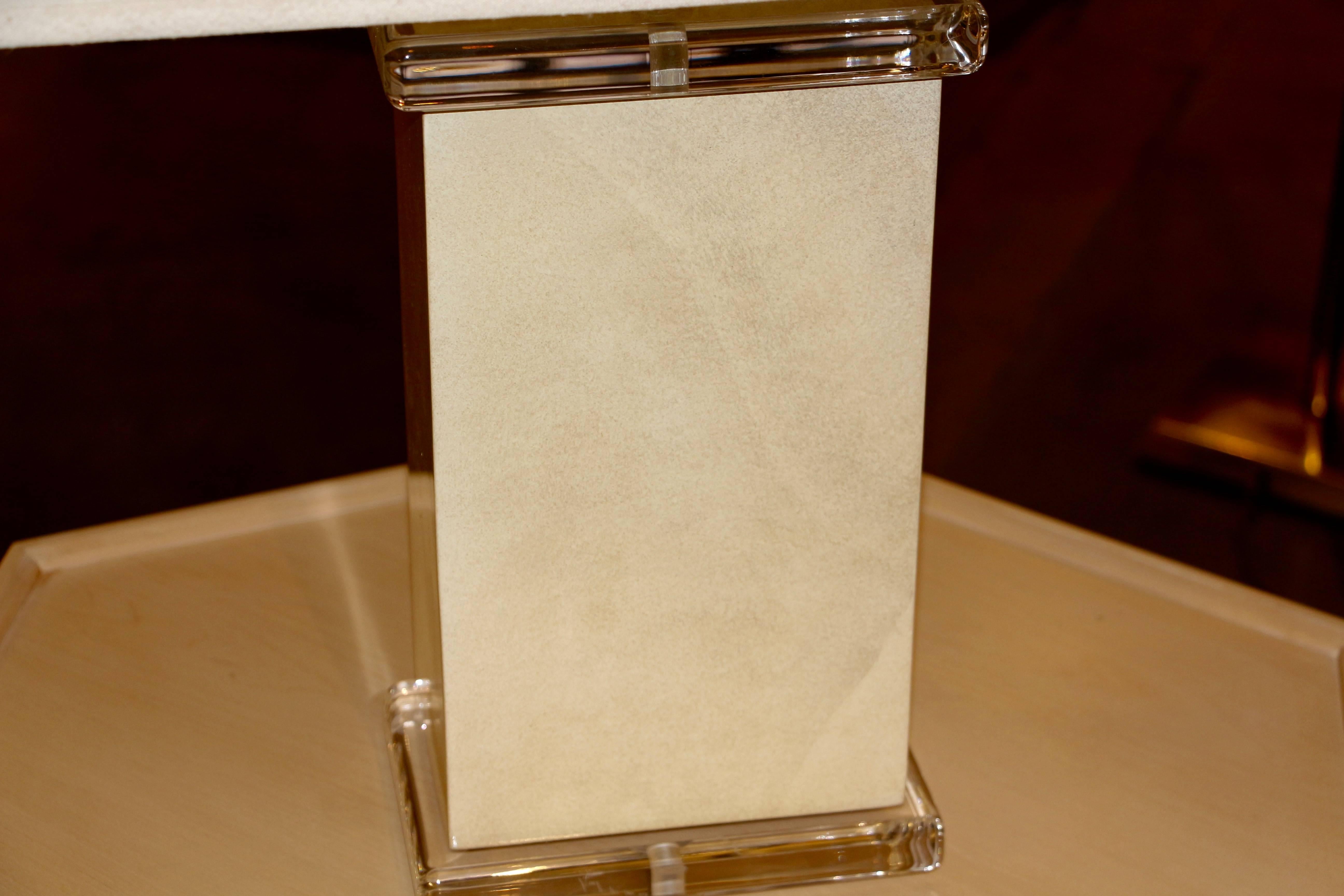 Richard Lindley Faux Painted Parchment Lamp with Lucite Base and Top at ...